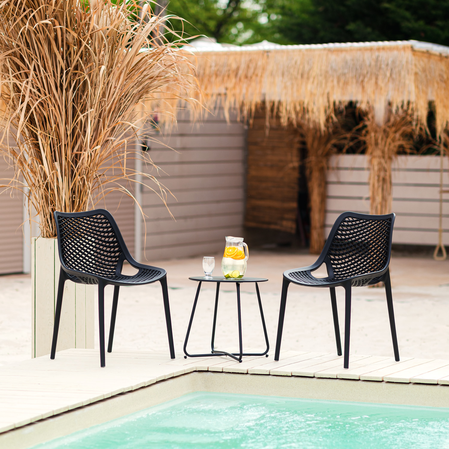 Black garden chair individually or as a set Homestyle4u