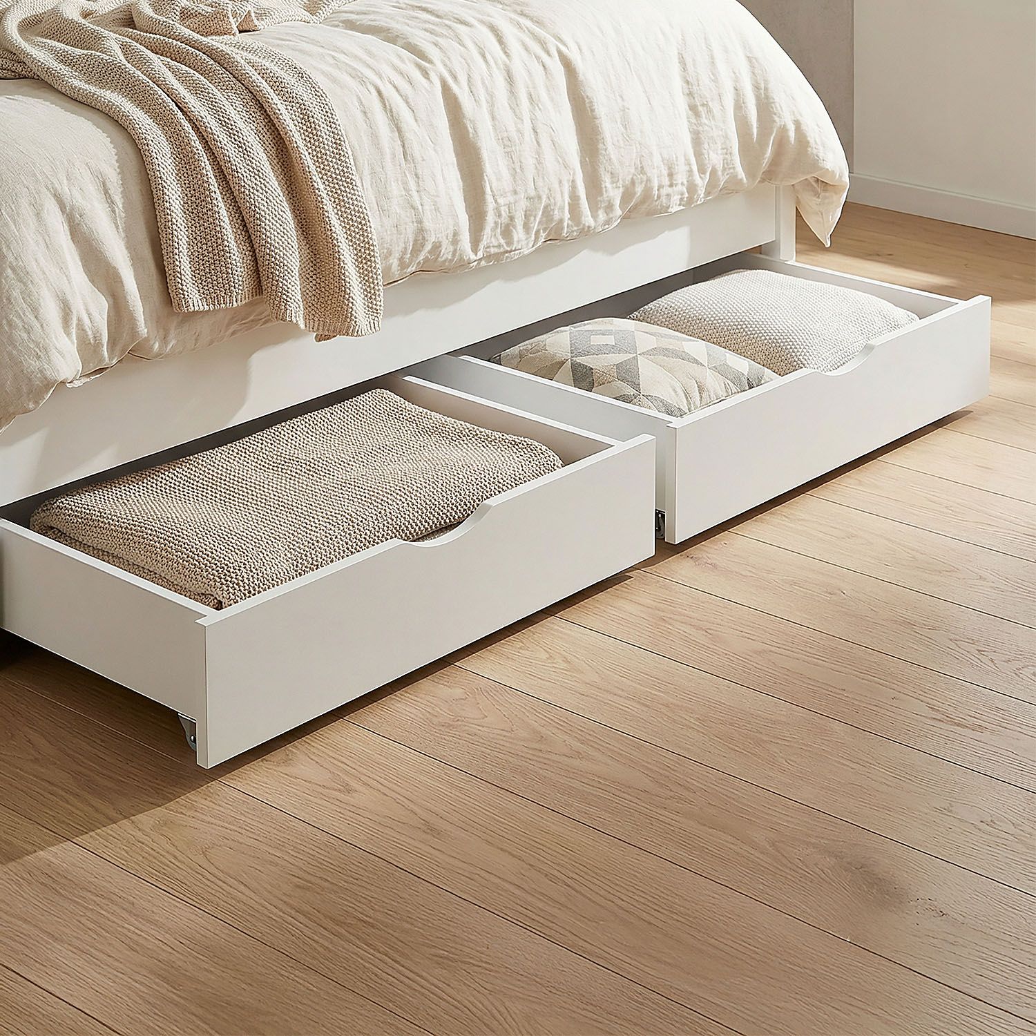 Bed box for loft beds on castors – storage space under the bed ...